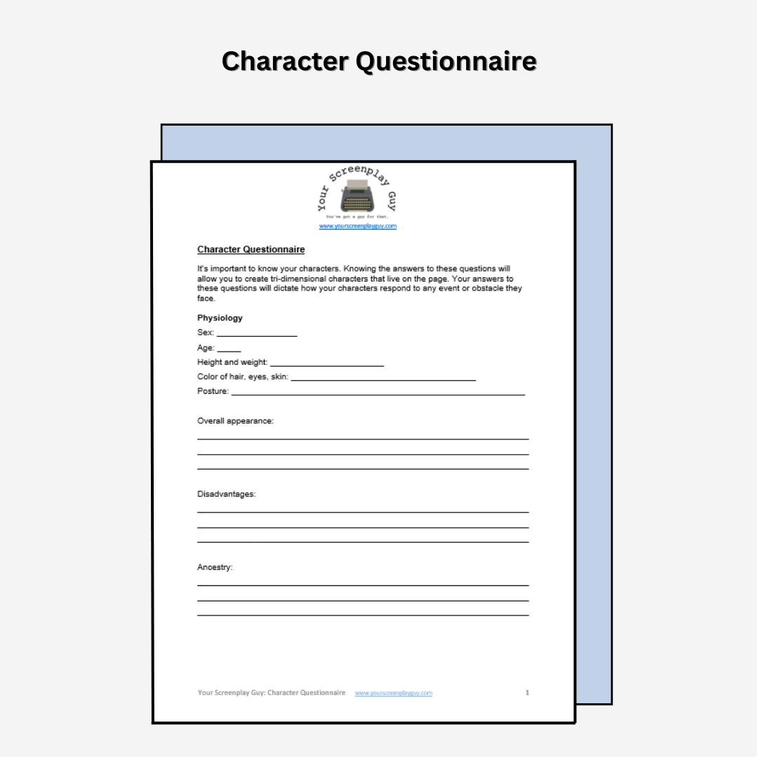 Character Questionnaire | Your Screenplay Guy